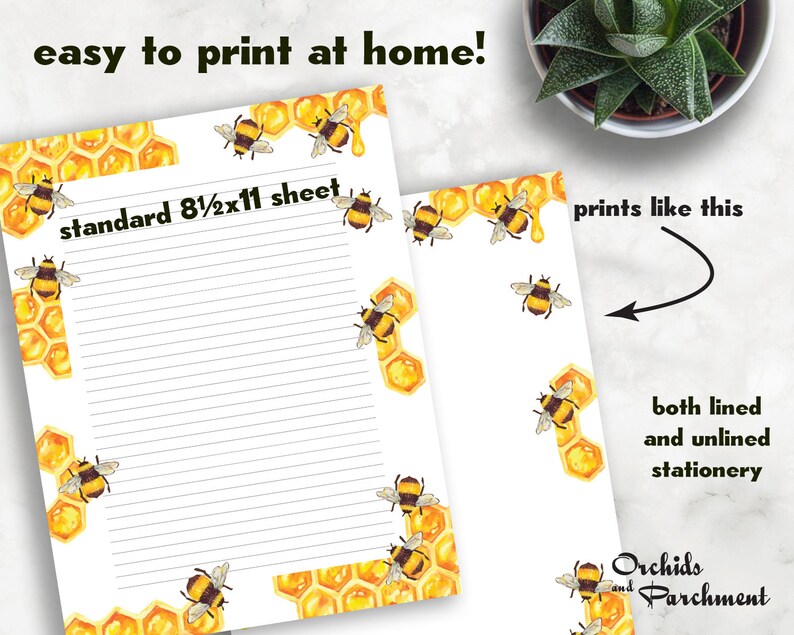 Stationery Honey Bees Bundle - Letter Writing Paper - Letter Size 8 ...