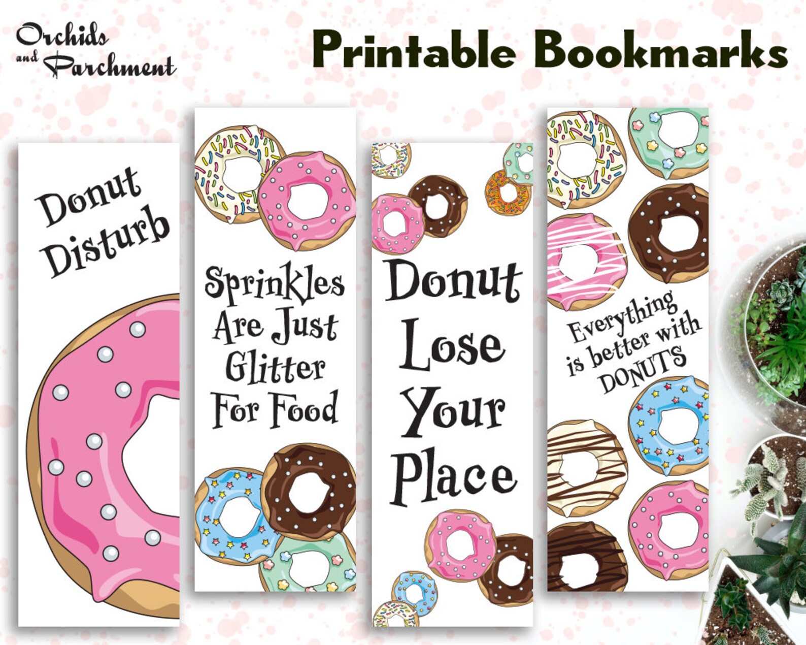 Bookmark Set Donut - Doughnut Bookmarks - Printable - Instant Download ...
