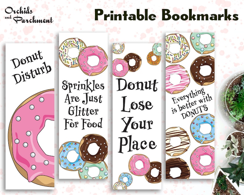 Bookmark Set Donut - Doughnut Bookmarks - Printable - Instant Download ...