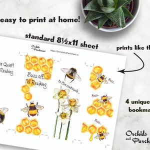 Bookmark Set Honey Bees - Printable - Instant Download PDF - Etsy