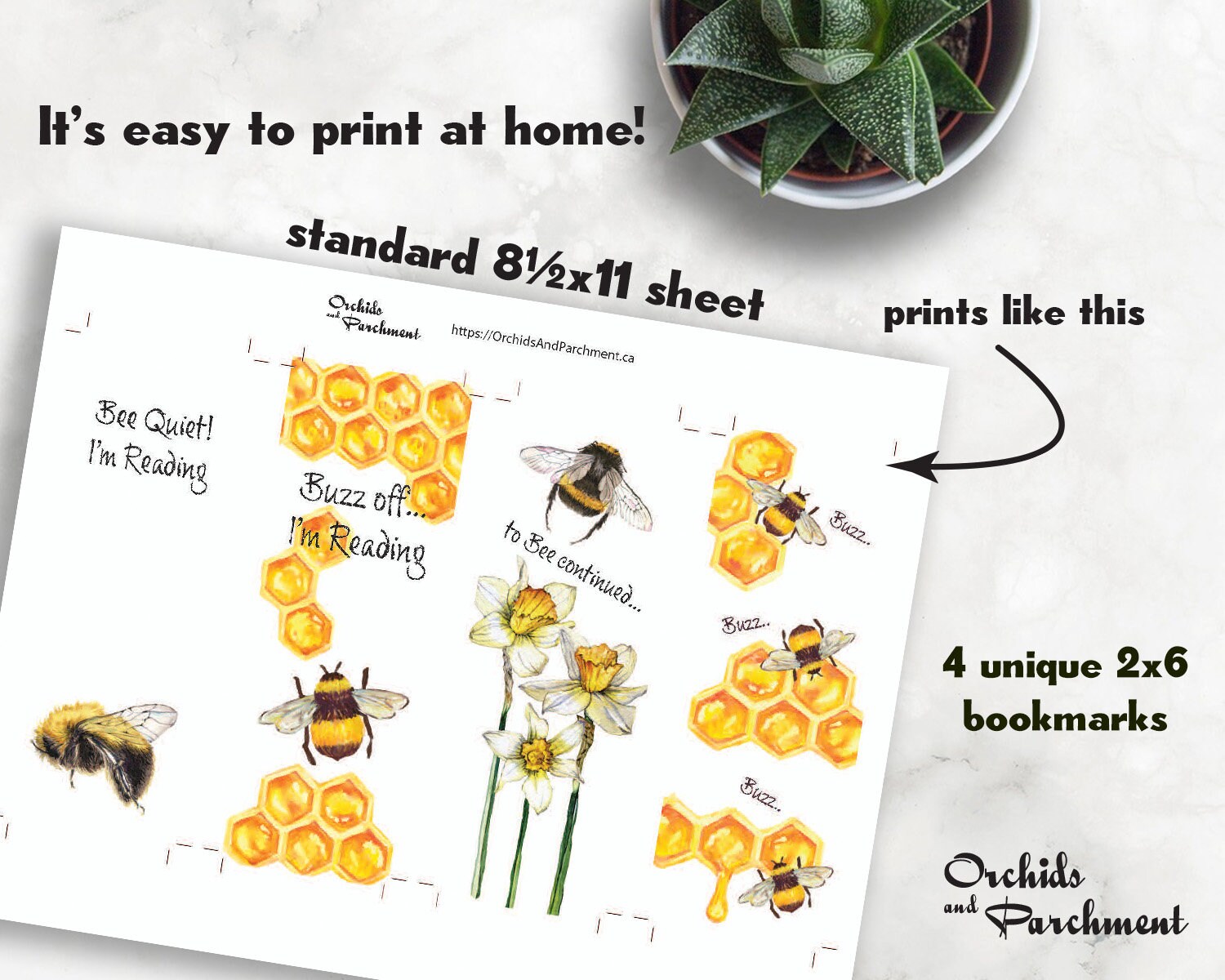 Bookmark Set Honey Bees - Printable - Instant Download PDF - Etsy