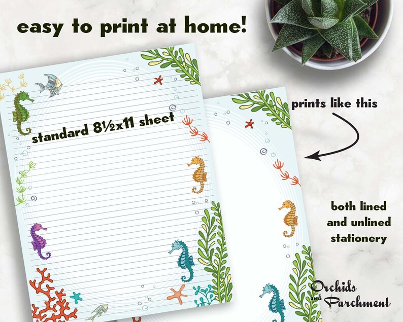 Stationery Ocean Life Bundle Letter Writing Paper Letter Size 8.5x11 ...