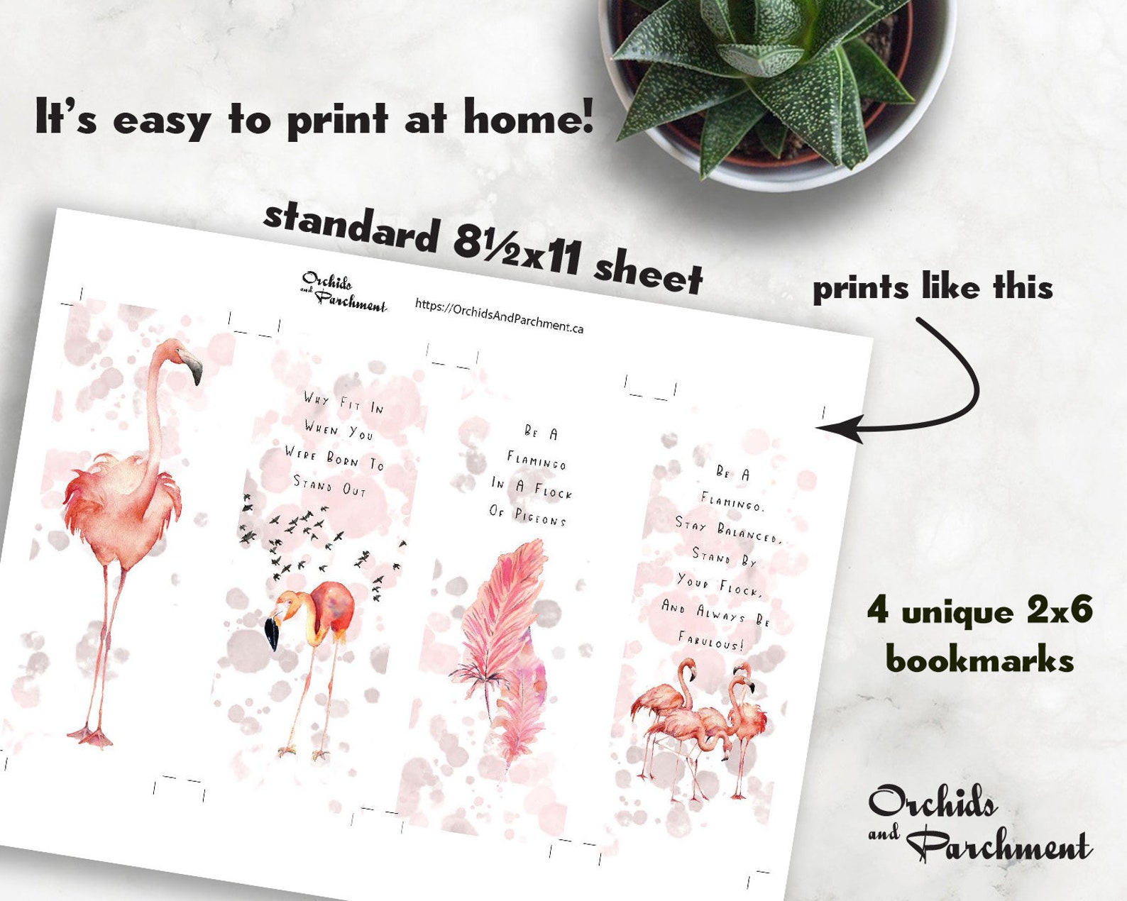 Bookmark Set Flamingo Bookmarks - Stand Out Bookmarks - Printable ...