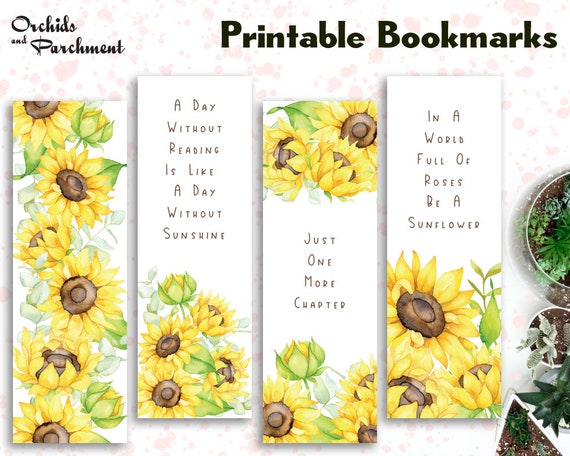 Printable Sunflower Bookmarks Yellow Sunflower Brown Background