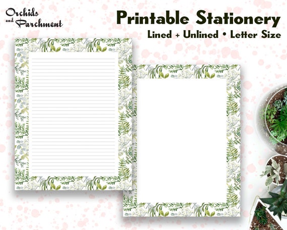 Stationery Forest Greenery Border Letter Writing Paper | Etsy