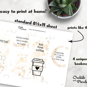 Bookmark Set Coffee - Caffeine Bookmarks - Printable - Instant Download ...