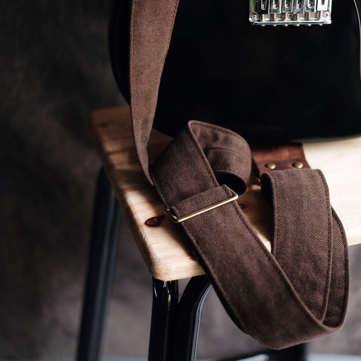 Brown Denim Guitar Strap - Etsy