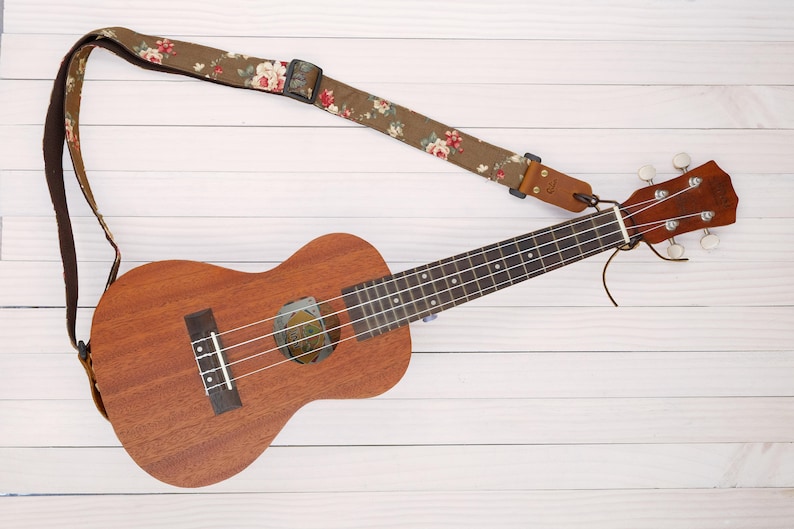Brown Fabric Flower Ukulele Strap 3in1 - Etsy