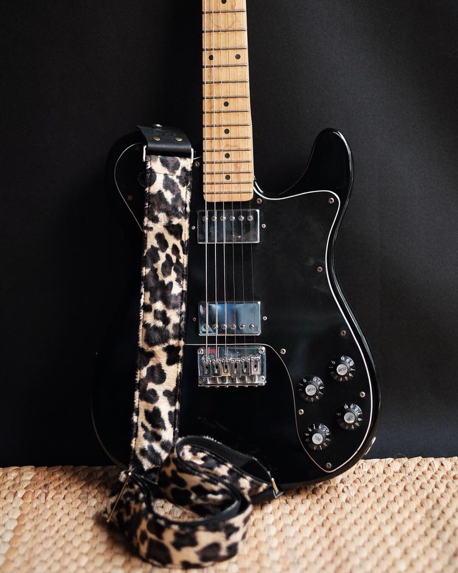 Black Leopard Guitar Strap - Etsy