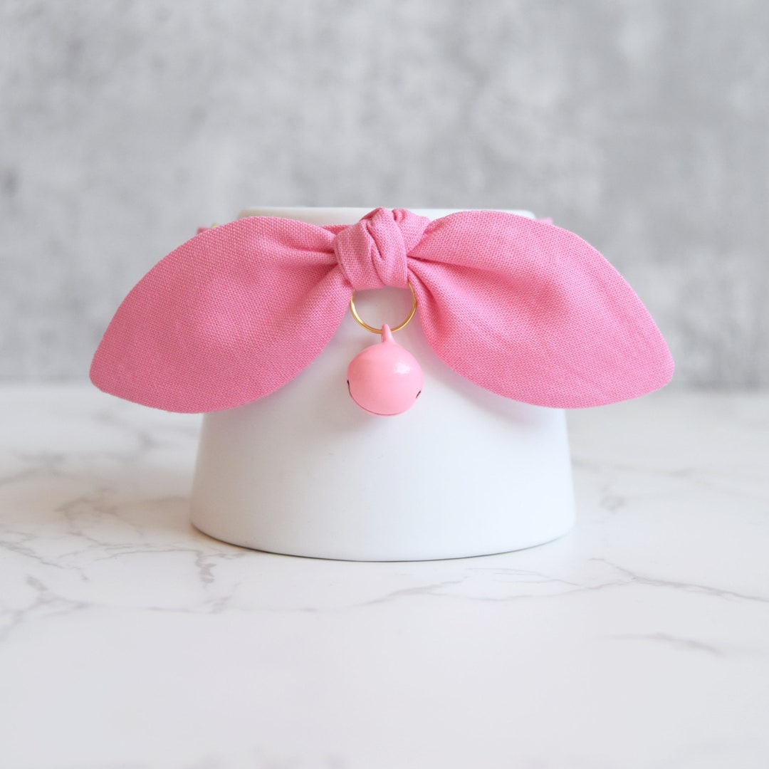 Hot Pink Cat Collar With Pink Bow and Bell - Aesthetic Cat and Kitten ...