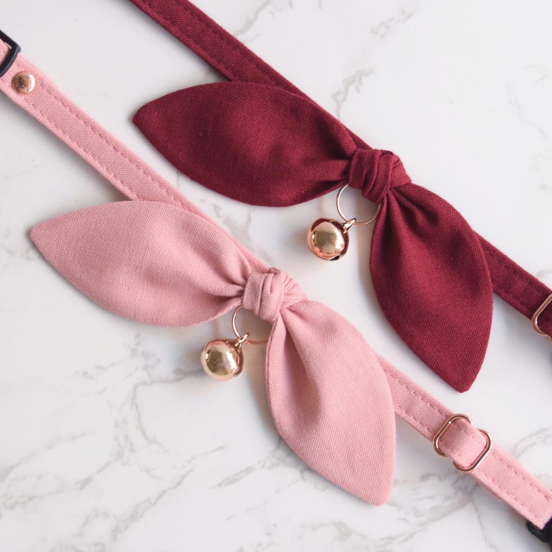 Luxury Fall Cat Collar With Rose Gold Bell and Fancy Bow - Breakaway ...
