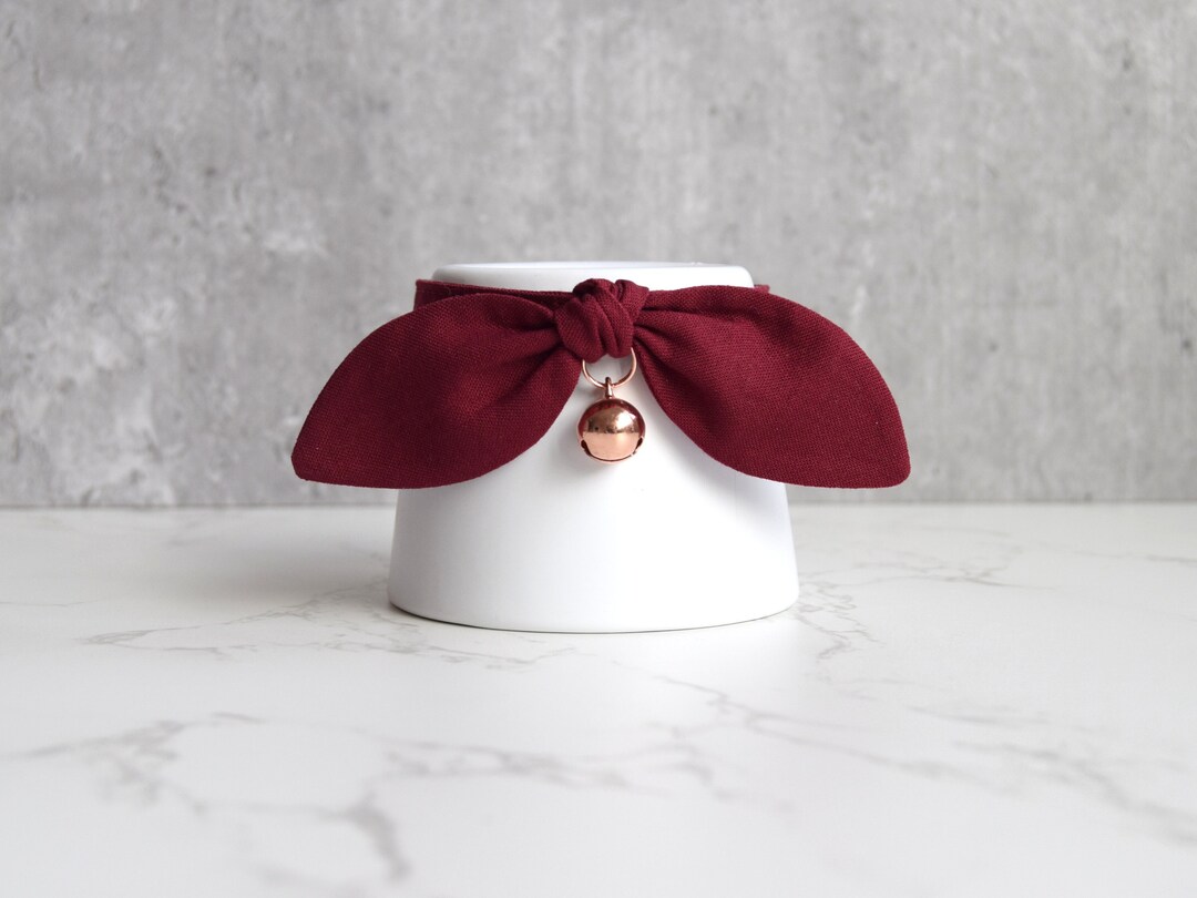 Burgundy Fancy Cat Collar With Rose Gold Bell Luxury - Etsy