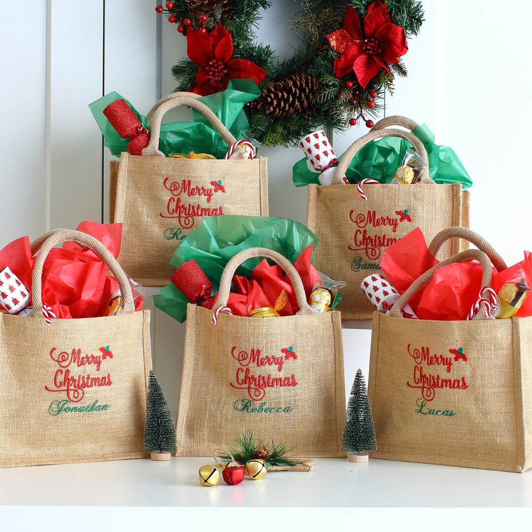 Merry Christmas Gift Bag, Embroidered Christmas Party Bags ...