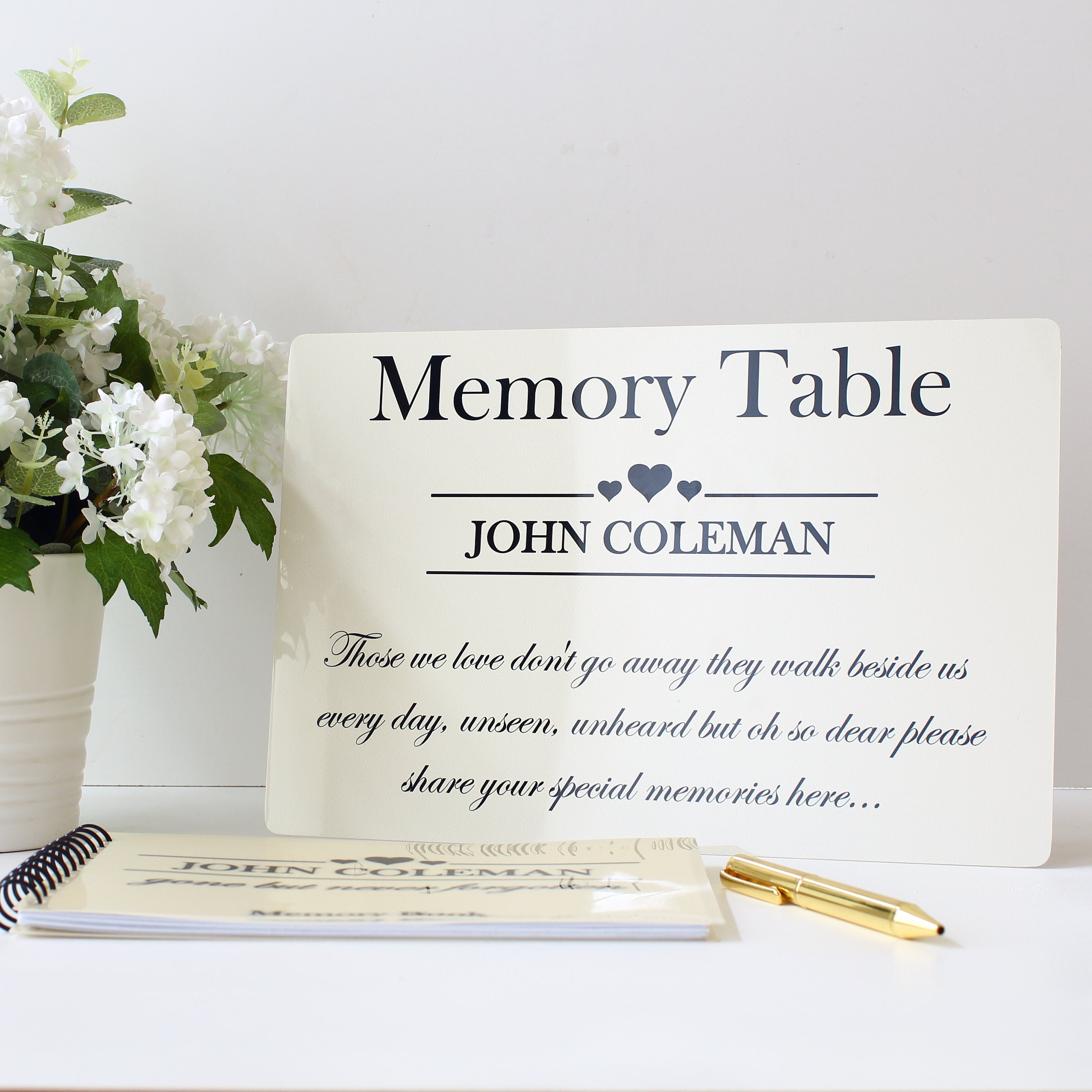 Memory Book & metal Sign Set Memorial Guest Book Personalised | Etsy