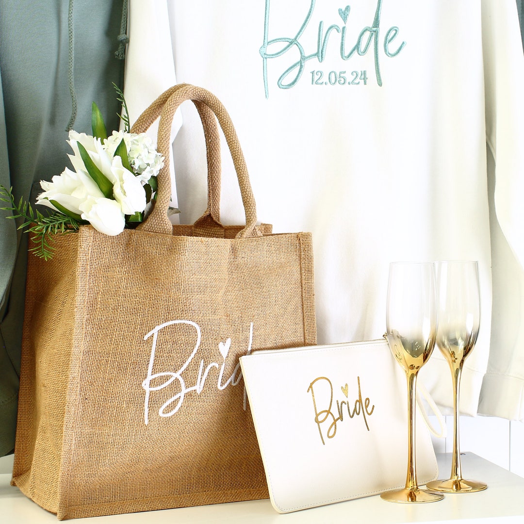 Bride Gift Bag, Clutch Bag and Tote Bag Gift Set, Bride Wedding Bags ...