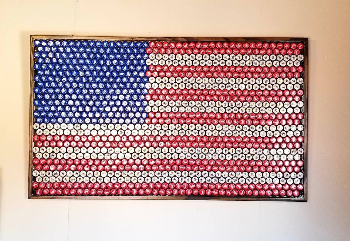 American Flag Bottle Cap Sign - Etsy