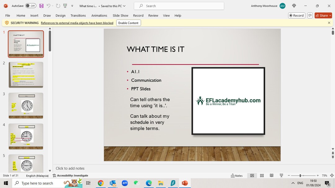 What Time is It? EFL/ESL English Communication Lesson Plan in PPT - Etsy