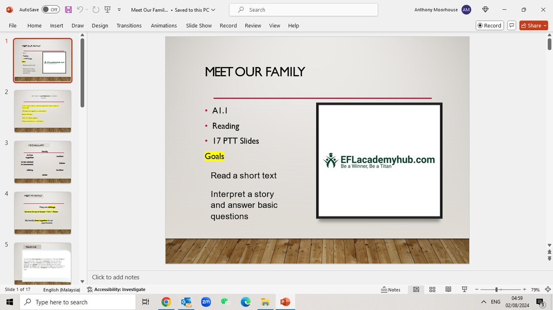 Meet Our Family EFL/ESL English Reading Lesson Plan in PPT - Etsy