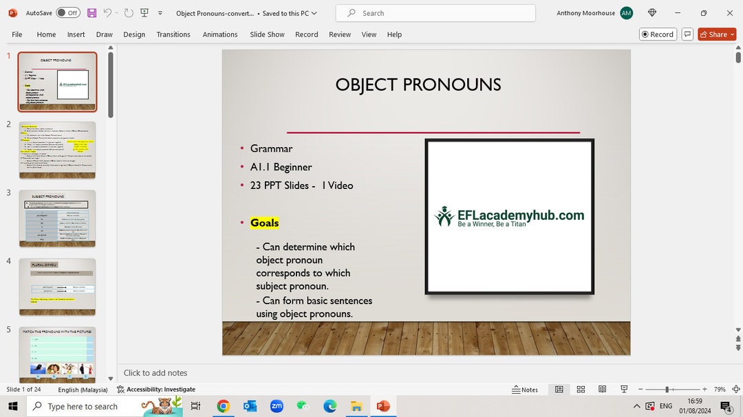Object Pronouns EFL/ESL English Grammar Lesson Plan in PPT - Etsy