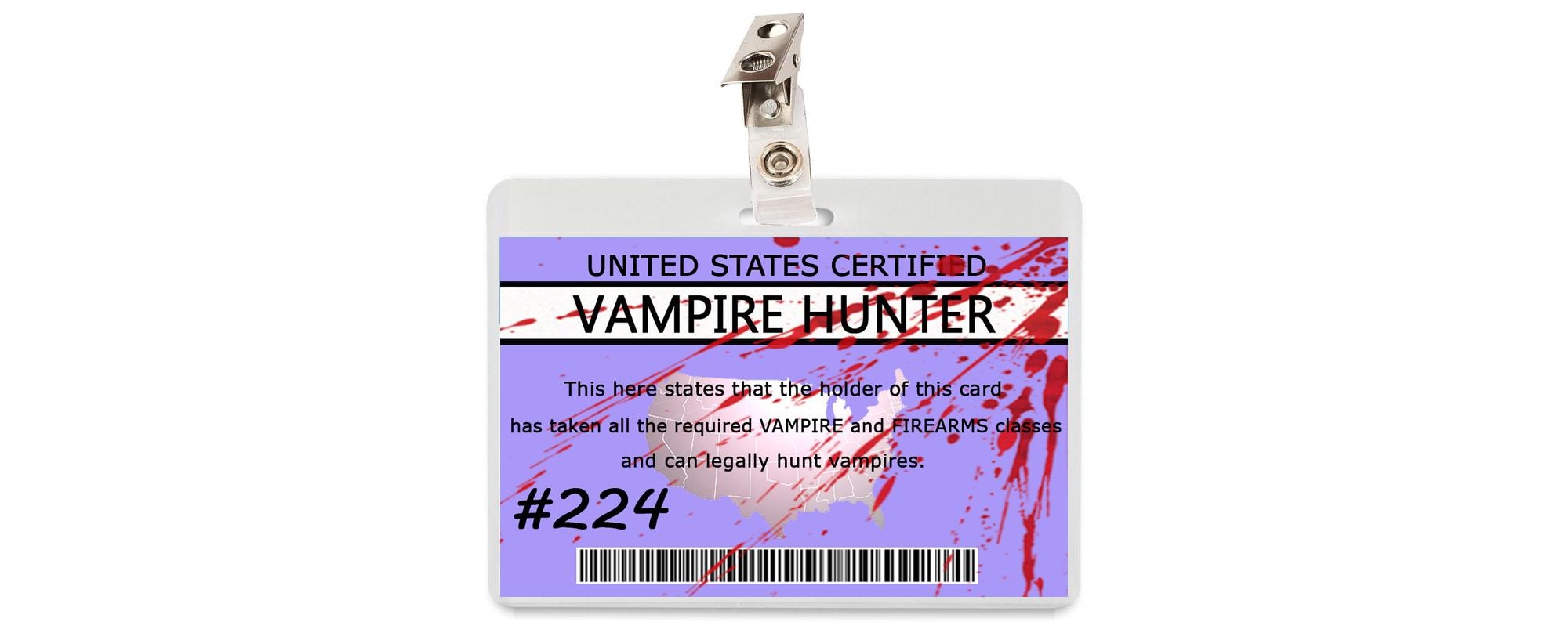 Vampire Hunter ID Badge Card Name Tag Prop Cosplay Costume Halloween ...