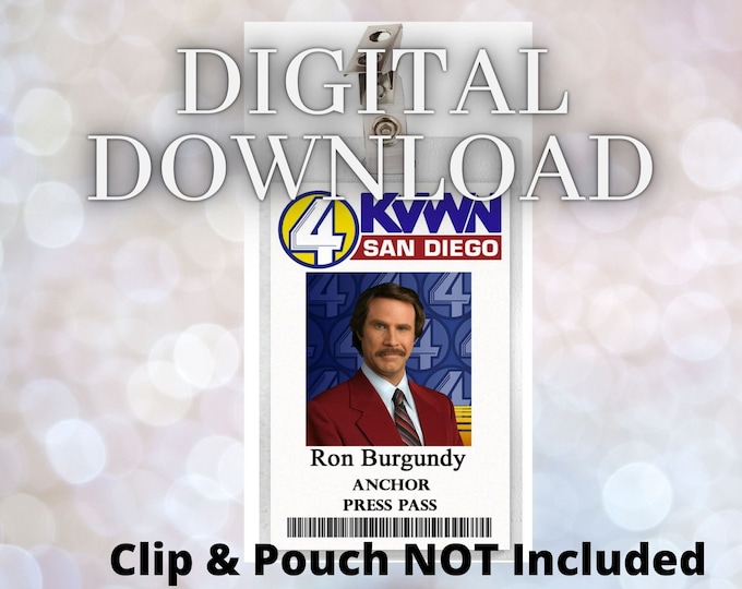 Anchorman RON Burgundy Channel 4 News Press Pass ID Badge, Name Tag ...