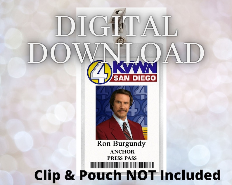 Anchorman ID Badge Ron Burgundy Channel 4 Press News Pass ID Badge Card ...