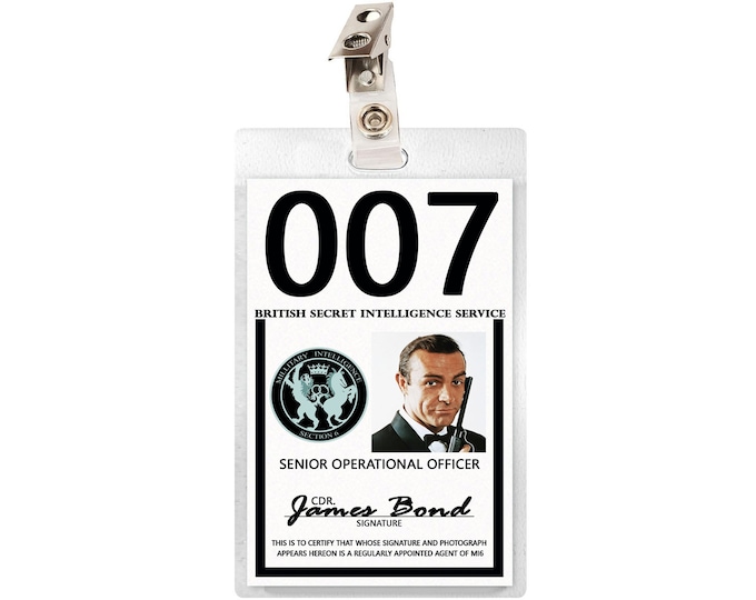 James Bond 007 MI6 / SIS British Secret Intelligence Service ID Badge ...