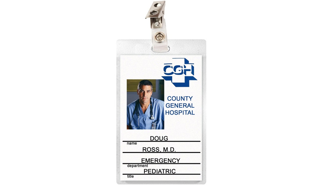 ER County General Hospital ID Badge Card Doug, Carol, Mark, John, Peter ...