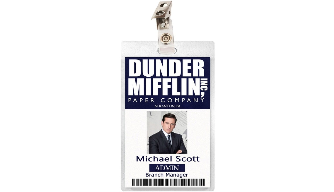 The Office Michael Scott Dunder Mifflin ID Badge Name Tag Etsy