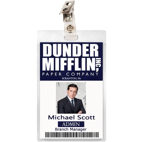 The Office Jim Halpert Dunder Mifflin ID Badge Name Tag | Etsy