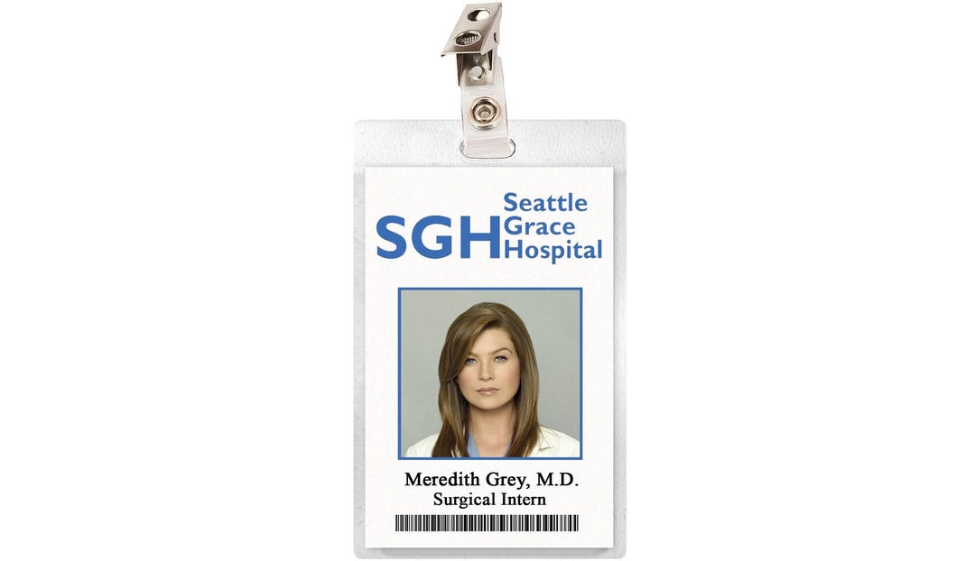 Grey's Anatomy INTERN ID Badge Meredith Grey, Cristina Yang, Alex Karev ...