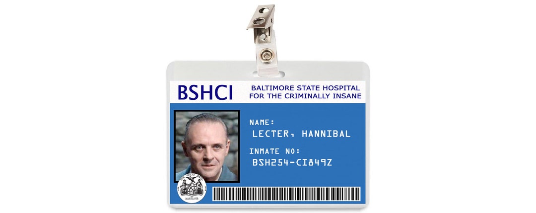 Silence of the Lambs Doctor Hannibal Lecter Hospital ID Badge Card ...