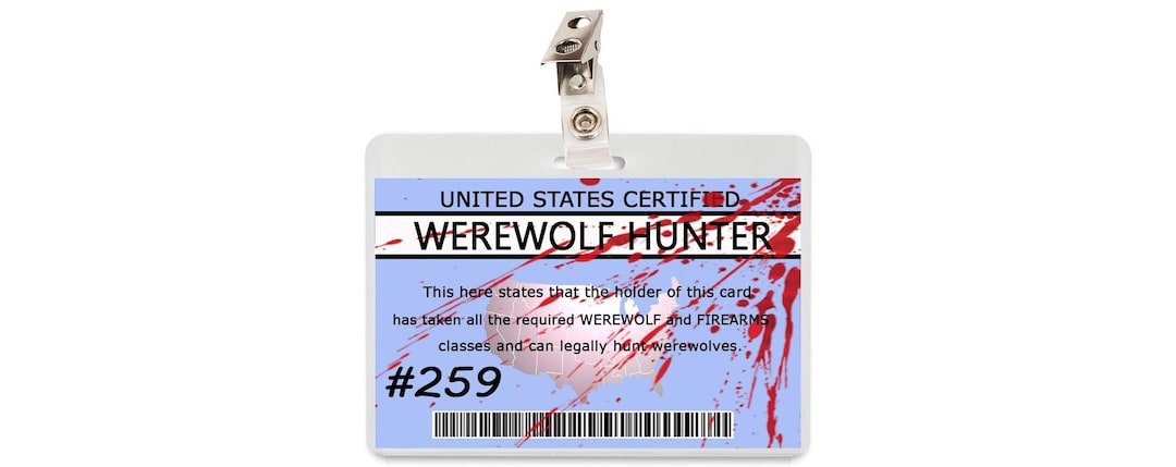 Werewolf Hunter ID Badge Name Tag Prop Cosplay Costume Halloween ...