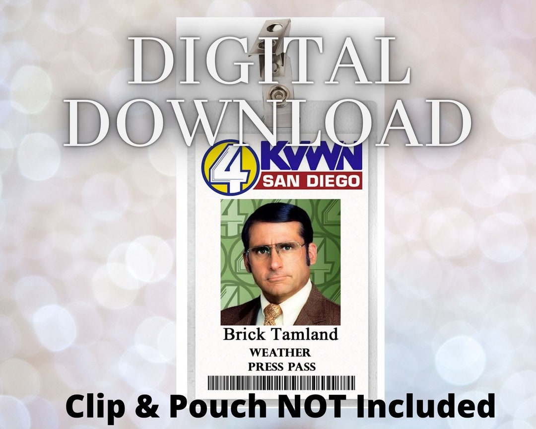 Anchorman ID Badge Brick Tamland Channel 4 Press News Pass ID Badge ...