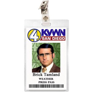 Anchorman ID Badge Brick Tamland Channel 4 Press News Pass ID Badge ...
