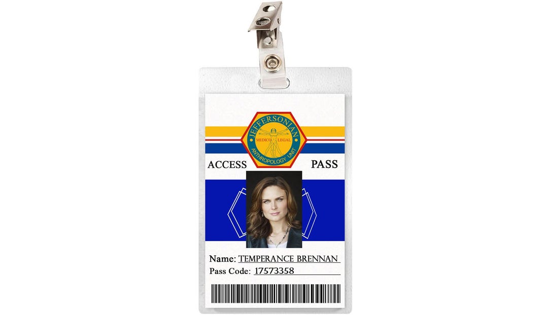 BONES Jeffersonian Institute ID Badge: Temperance Brennan, Seeley Booth ...