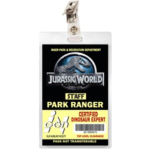 Jurassic World Park Ranger, Security, Lab Tech ID Badge Card Cosplay ...