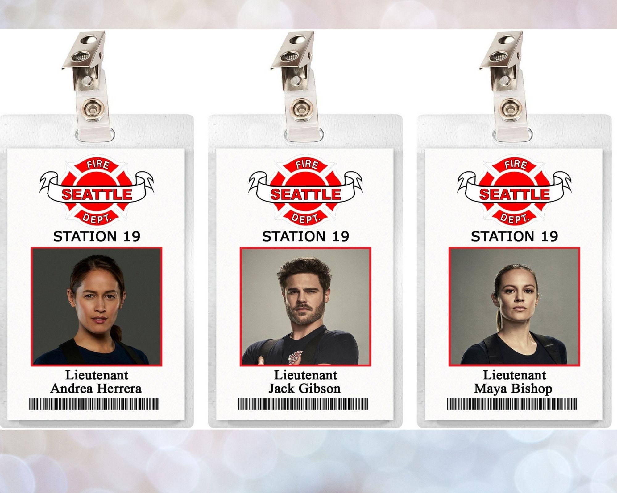 Station 19 Seattle Firehouse ID Badge Andrea Herrera Ben Maya - Etsy