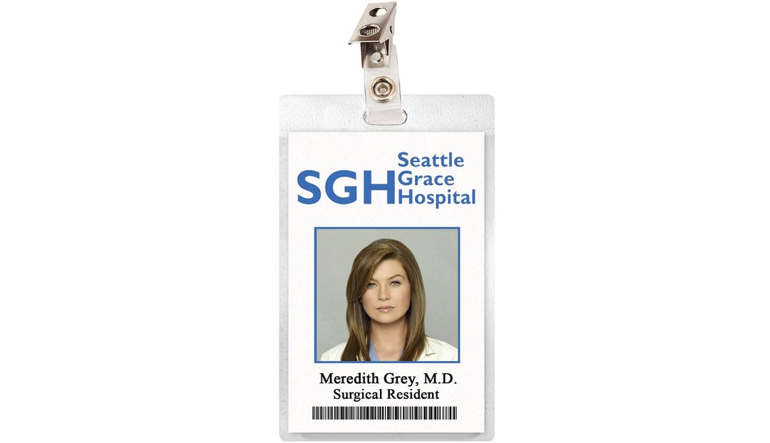 Grey's Anatomy Seattle Grace Hospital ID Badge: Meredith, Derek, Alex ...