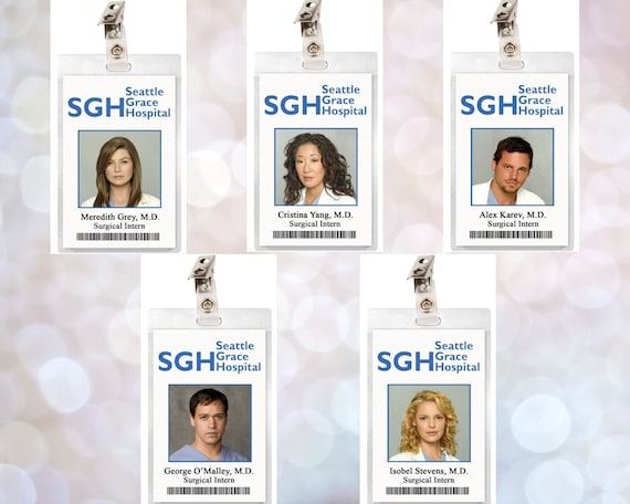 Grey's Anatomy INTERN ID Badge Meredith Grey Cristina | Etsy