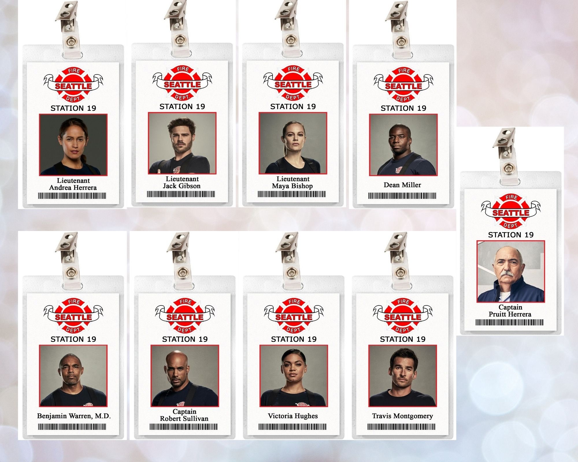 Station 19 Seattle Firehouse ID Badge Andrea Herrera Ben Maya - Etsy