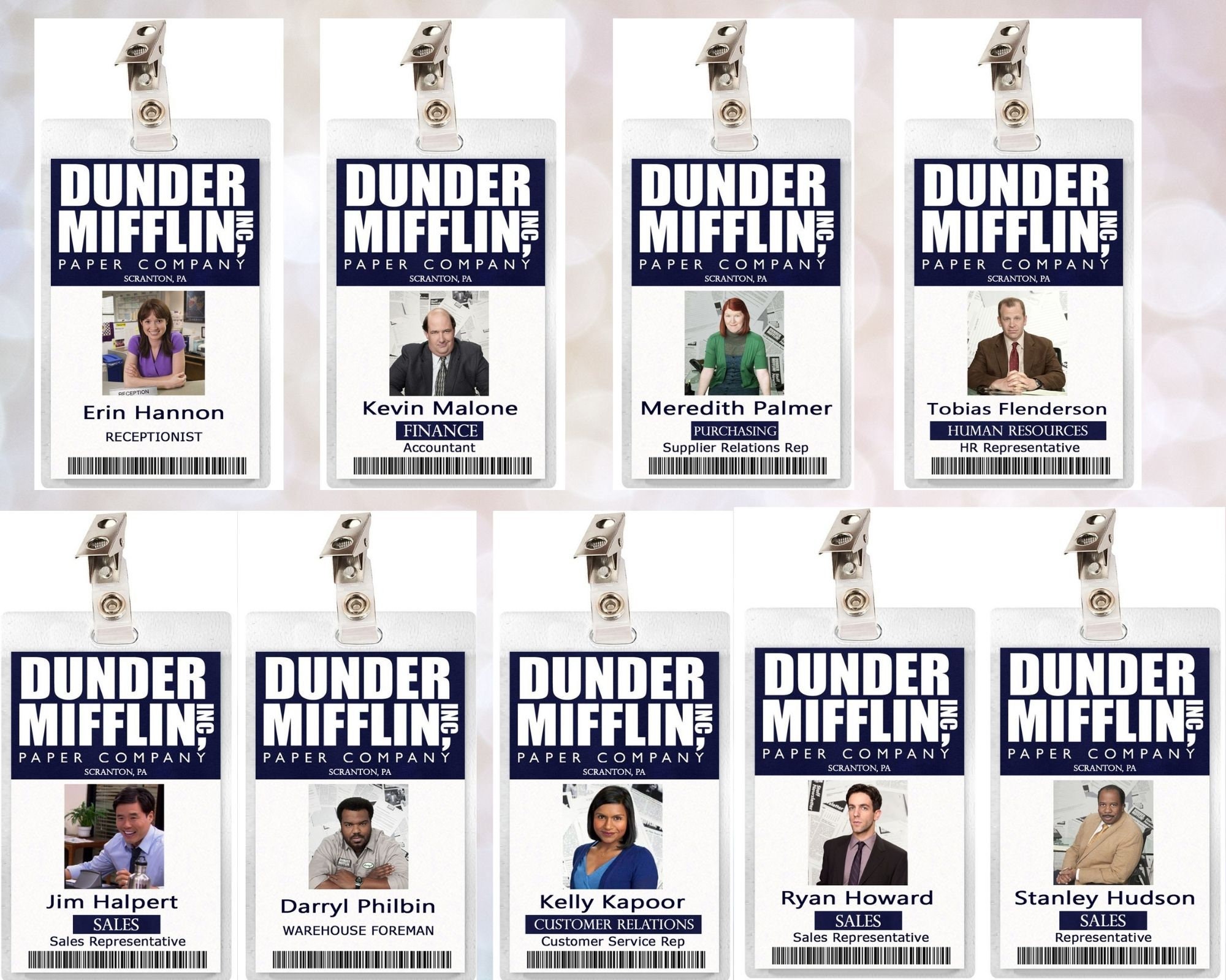 The Office Dunder Mifflin ID Badge Jim Halpert, Pam Halpert, Dwight ...