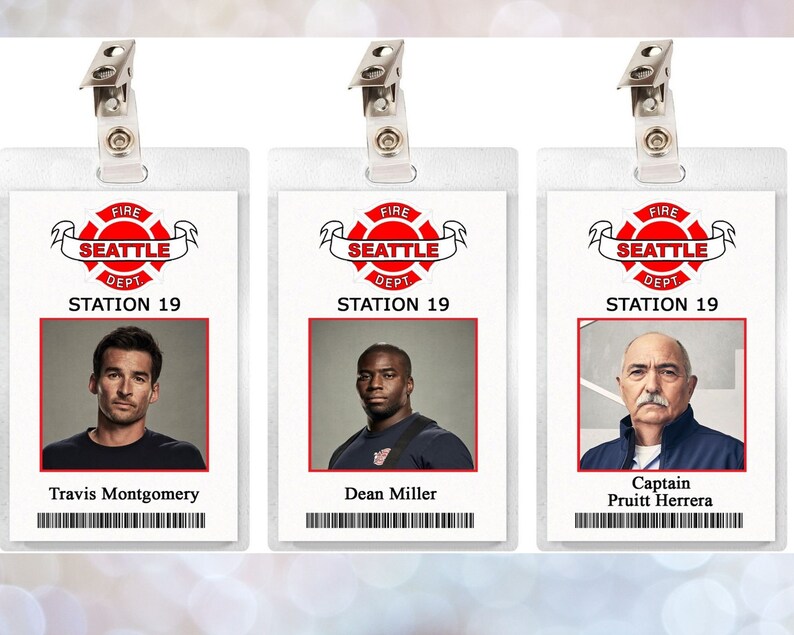 Station 19 Seattle Firehouse ID Badge Andrea Herrera Ben Maya Dean Jack ...