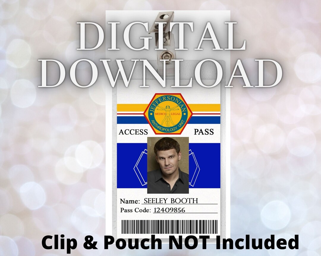 Bones Seeley Booth Jeffersonian Institute ID Badge Card Digital ...