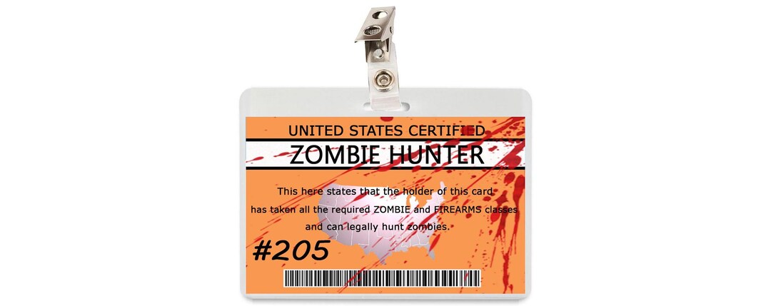 Zombie Hunter ID Badge Name Tag Prop for Cosplay Costume Laminate - Etsy