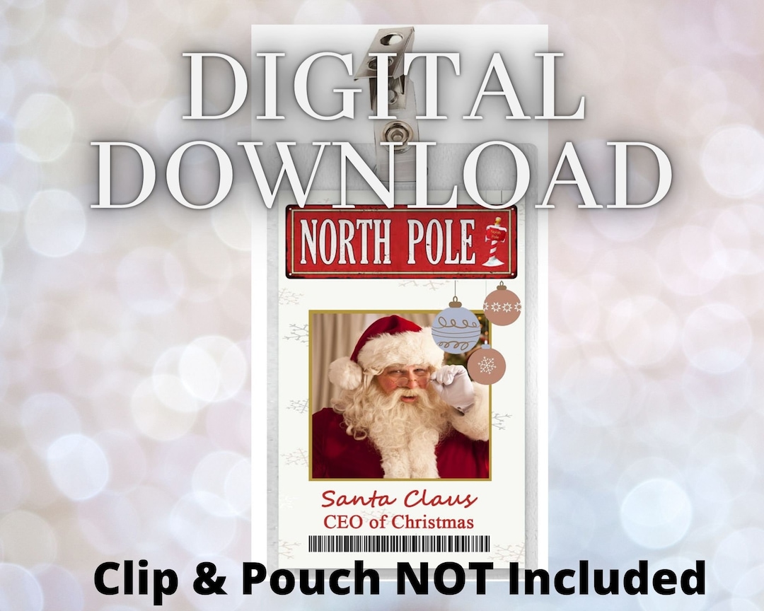 Santa Claus North Pole ID Badge Card Digitial Download Cosplay - Etsy