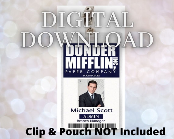 The Office Michael Scott Dunder Mifflin ID Badge Card Download - Etsy