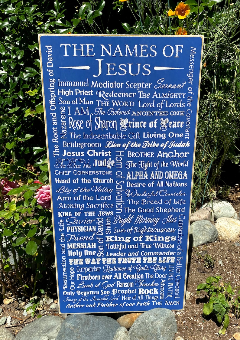 Names of Jesus Sign: Engraved Christian Wall Art, Wall Decor - Etsy