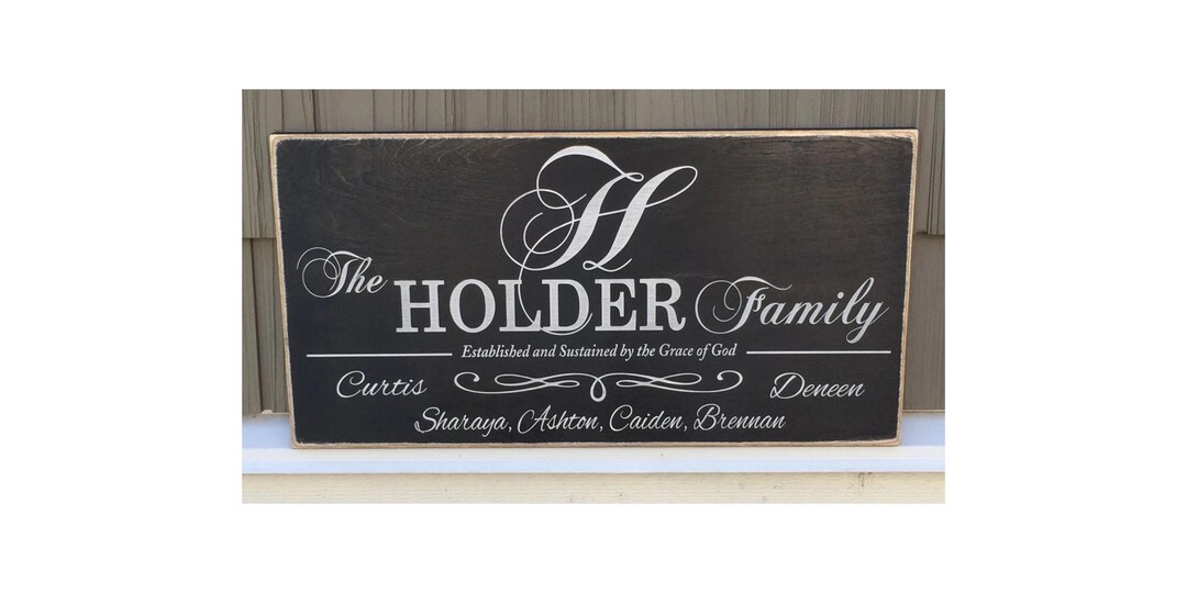 Rustic Wood Family Sign With Monogram & Date, Personalized Home Decor ...