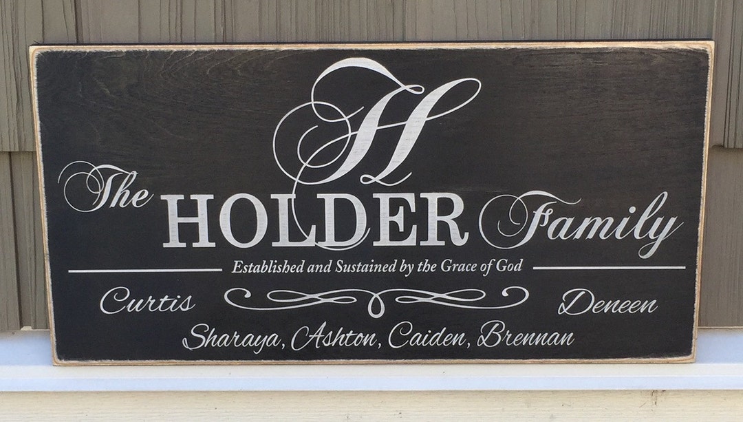 Rustic Wood Family Sign With Monogram & Date, Personalized Home Decor ...